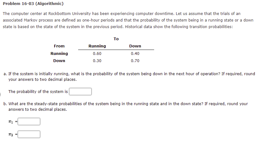 Solved Problem 16-03 (Algorithmic) The computer center at | Chegg.com