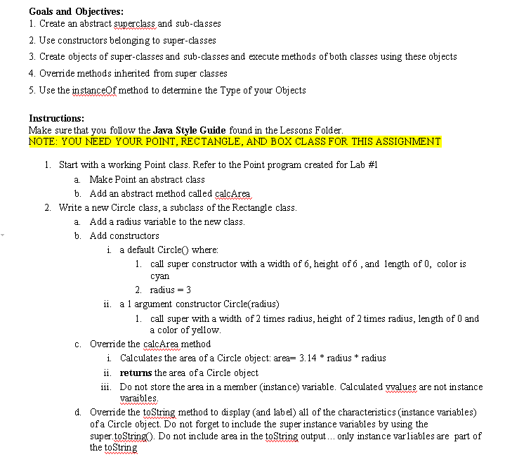 Solved Goals and Objectives: 1. Create an abstract | Chegg.com