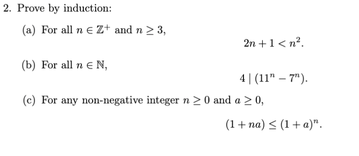 Solved Prove by induction:(a) ﻿For all ninZ+and | Chegg.com