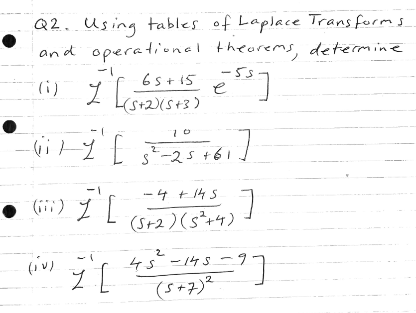 Solved Using Laplace Transform and operational theorems. | Chegg.com