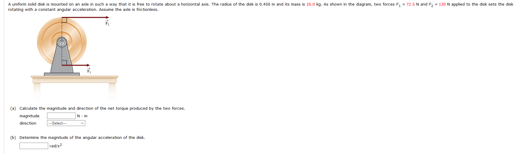 Solved A uniform solid disk is mounted on an axle in such a | Chegg.com