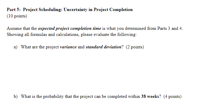Solved Part 4: Project Scheduling (CPM/PERT) (30 points) a) | Chegg.com