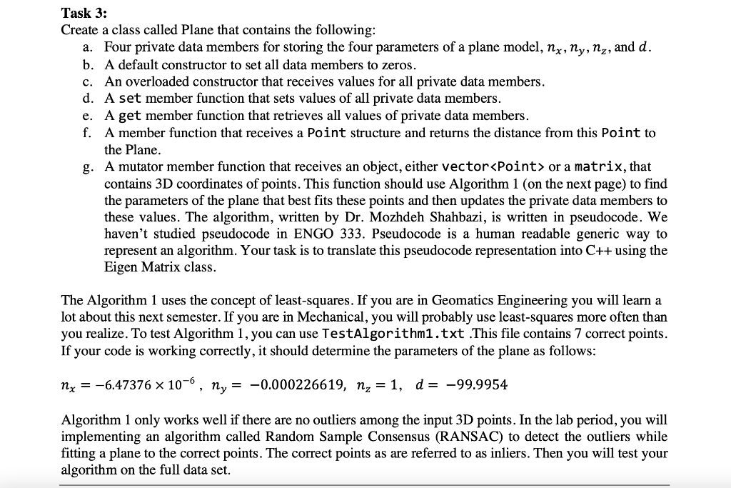 Solved Task 3: Create a class called Plane that contains the | Chegg.com