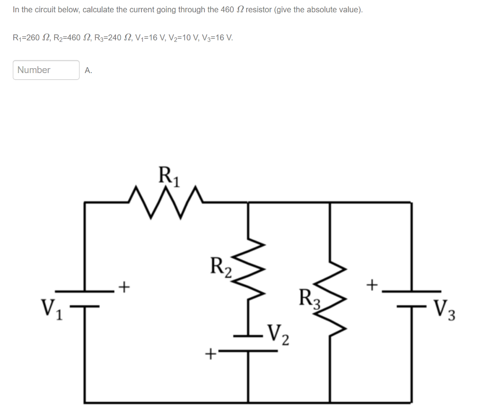 Solved In the circuit below R1=230Ω,R2=140Ω,R3=120Ω,V1=18 V, | Chegg.com