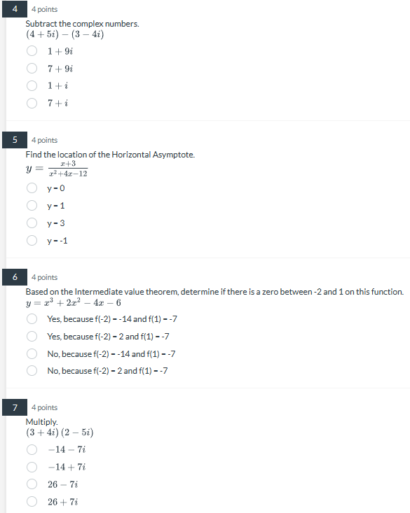 Solved Subtract the complex numbers. | Chegg.com