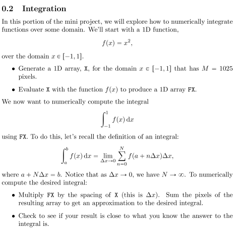 0.2 Integration In this portion of the mini project, | Chegg.com