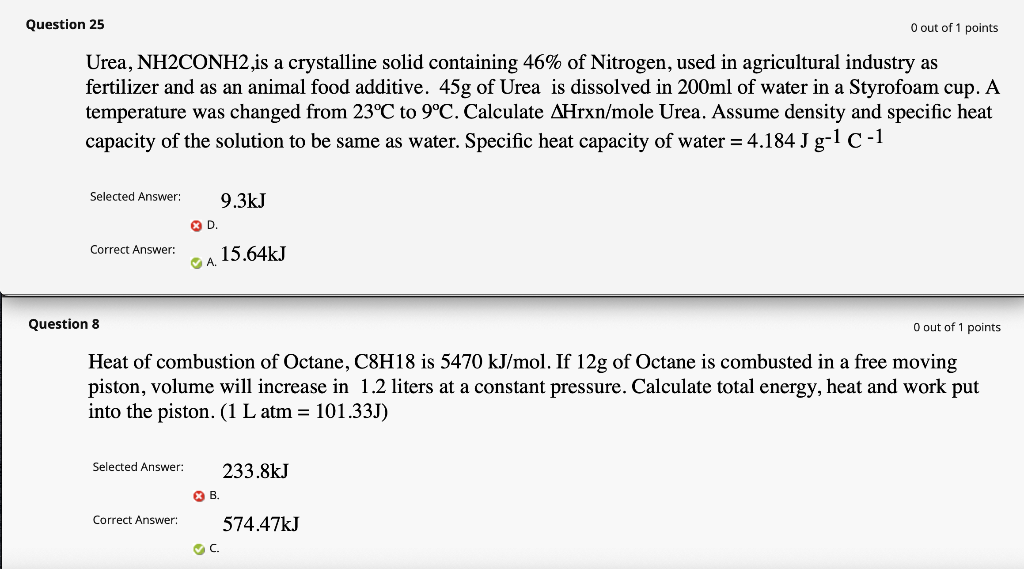 Solved Question 25 O out of 1 points Urea, NH2CONH2,is a | Chegg.com