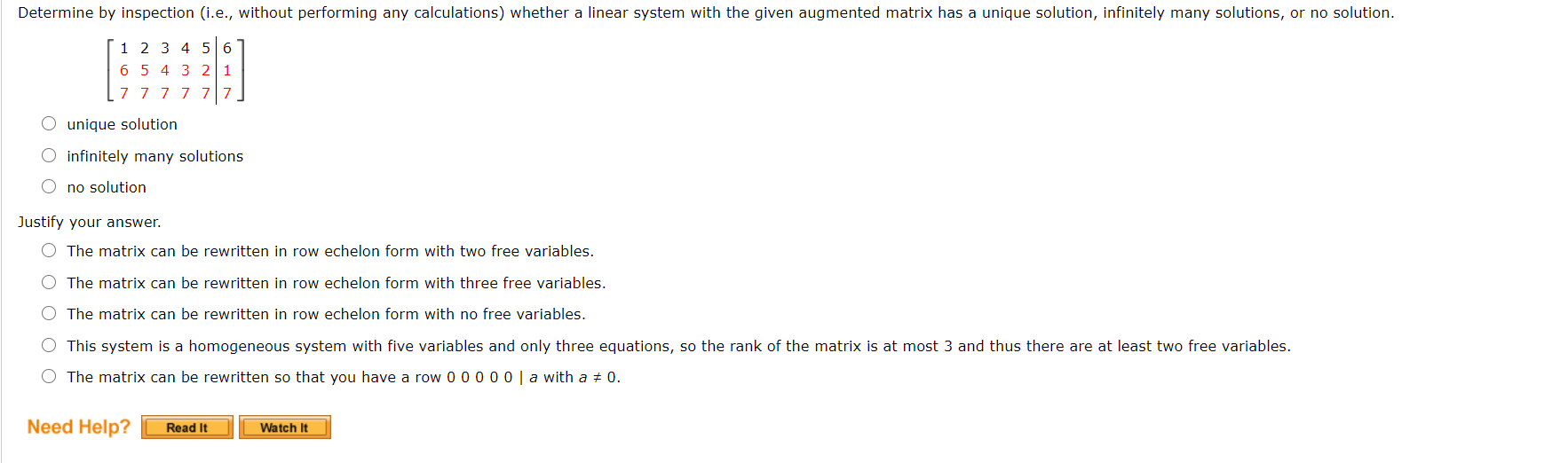 Solved Determine by inspection (i.e., without performing any | Chegg.com