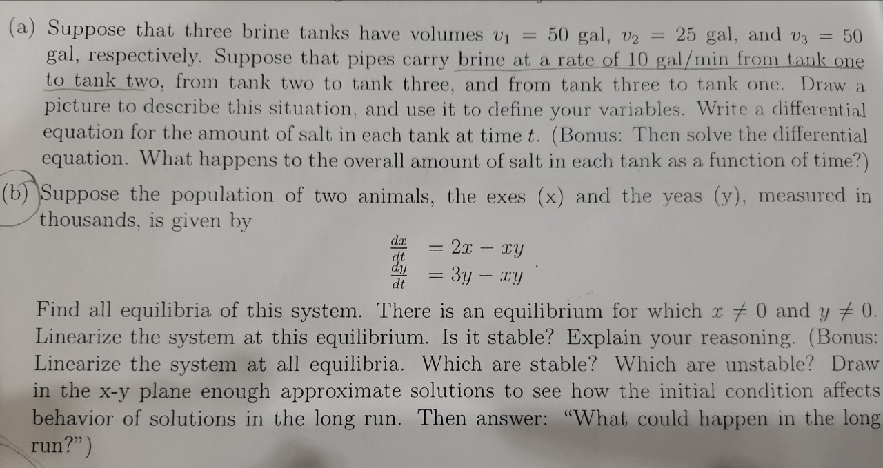 Solved (a) Suppose that three brine tanks have volumes v1 50 | Chegg.com