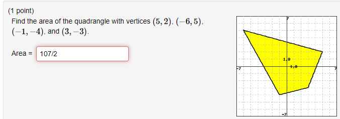 Solved Find the area of the quadrangle with vertices (5,2), | Chegg.com