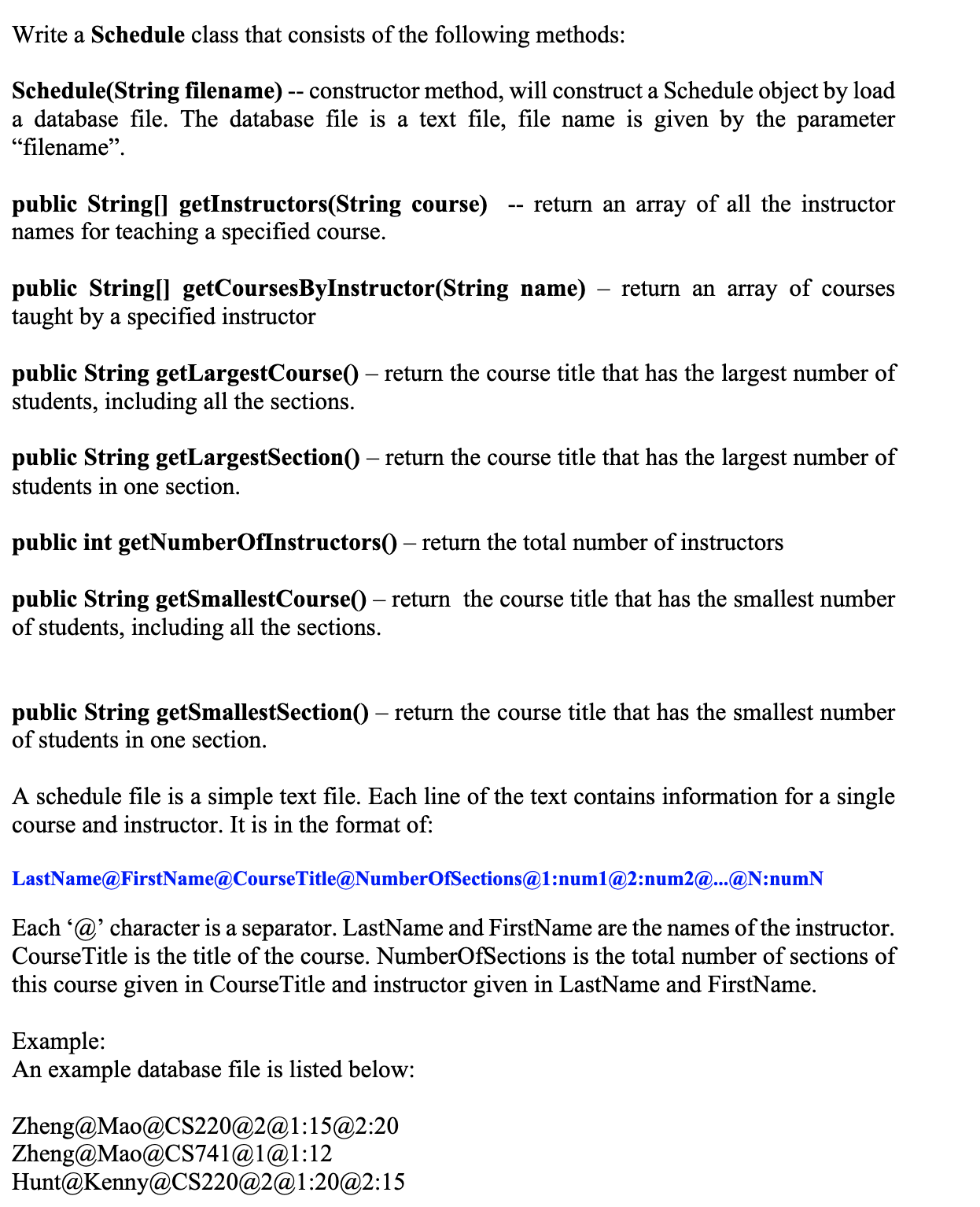 Solved Write a Schedule class that consists of the following | Chegg.com