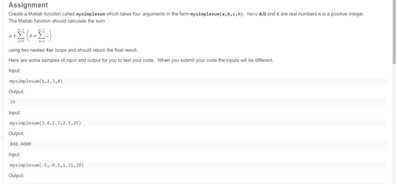 Solved Assignment Create a Matlab function called | Chegg.com