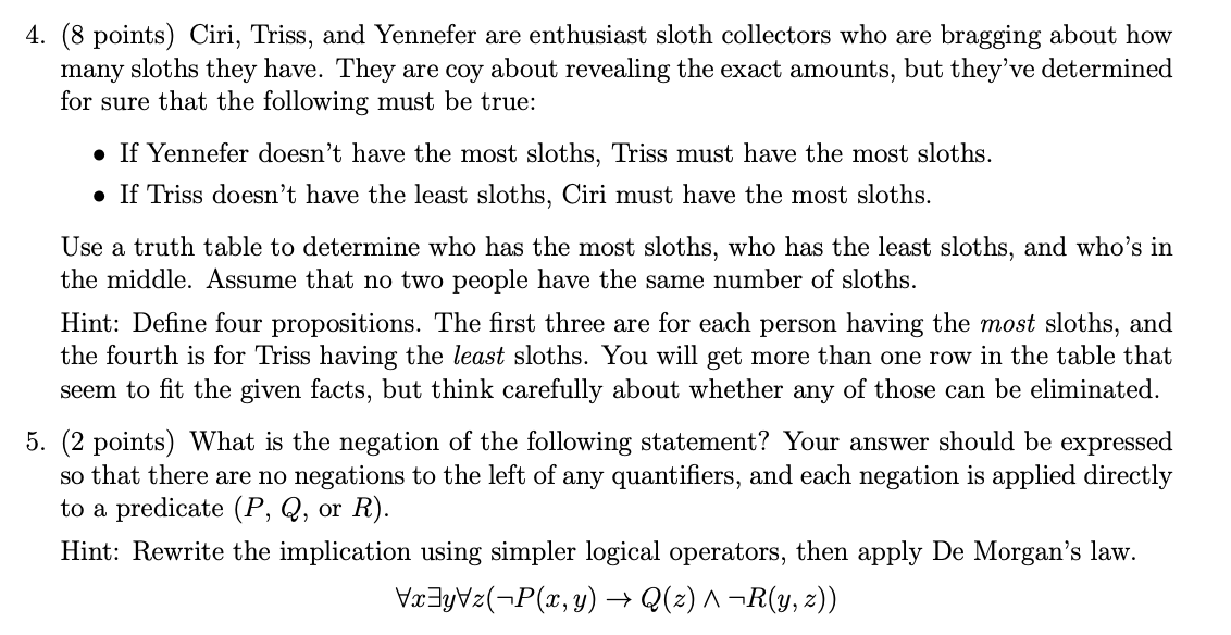 Solved 4. (8 points) Ciri, Triss, and Yennefer are | Chegg.com