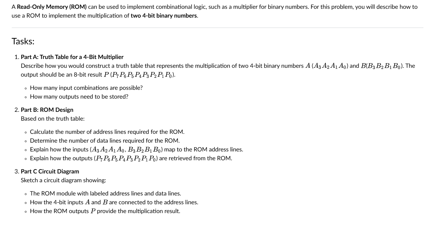 Solved A Read-Only Memory (ROM) ﻿can be ﻿used to ﻿implement | Chegg.com