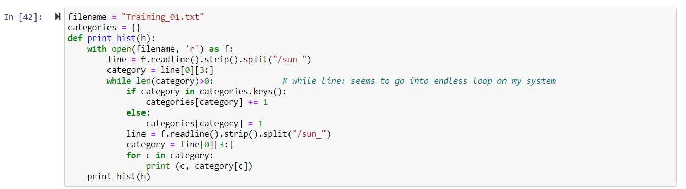 Solved In [43]: filename = "Training_01.txt" categories = {} | Chegg.com