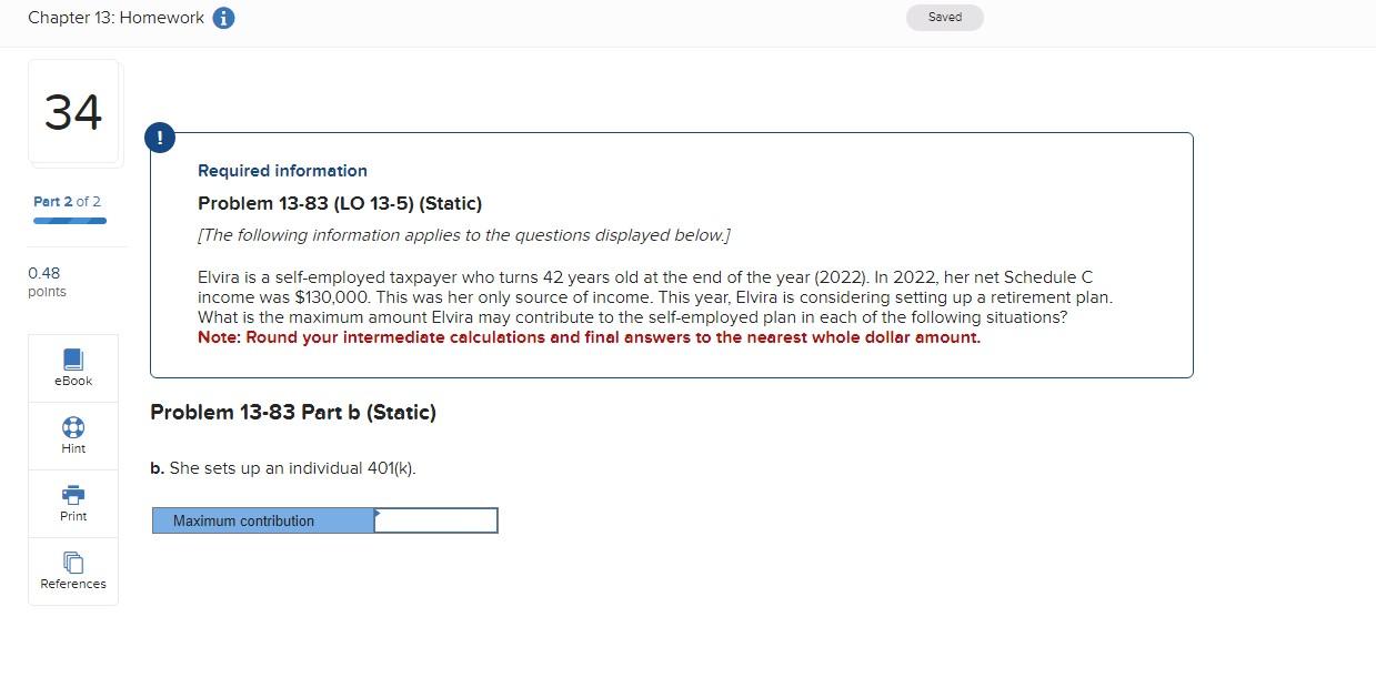 Solved Required information Problem 13-83 (LO 13-5) (Static) | Chegg.com