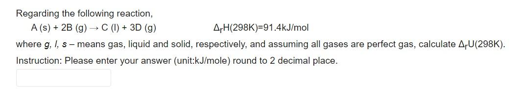 Solved Regarding the following reaction, A(s)+2 B( | Chegg.com