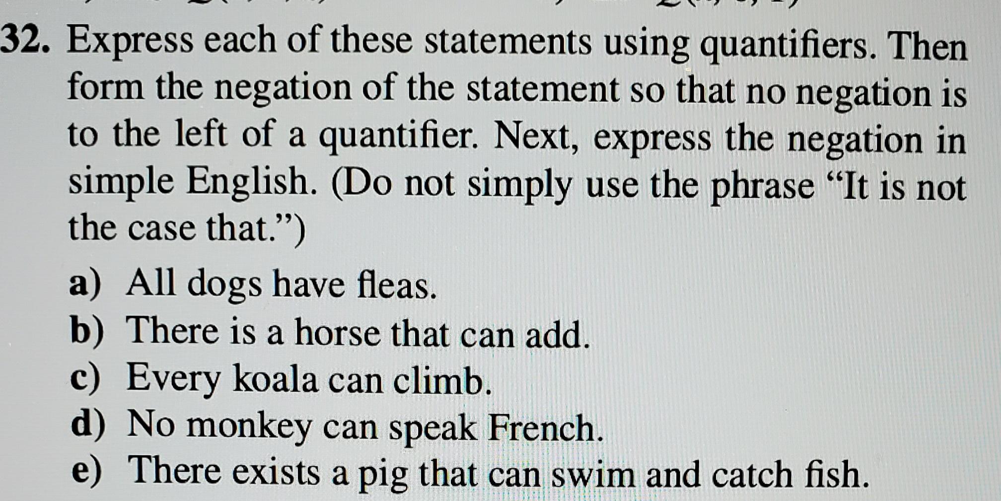 Solved 32. Express each of these statements using | Chegg.com