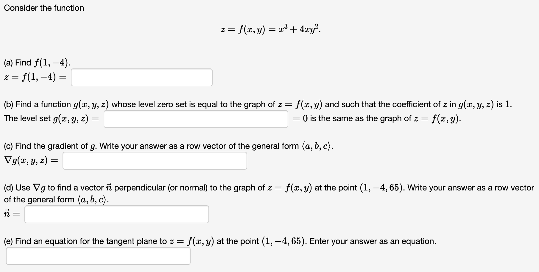 Solved Consider the function Z= f(x, y) = x3 + 4xy = (a) | Chegg.com