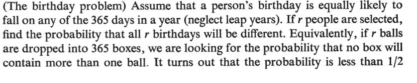 Solved (The birthday problem) Assume that a person's | Chegg.com