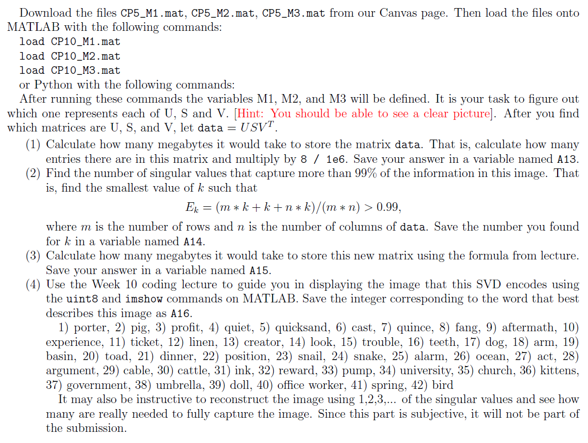 Solved Download the files CP5_M1.mat, CP5_M2.mat, CP5_M3.mat | Chegg.com