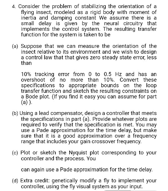 4. Consider the problem of stabilizing the | Chegg.com