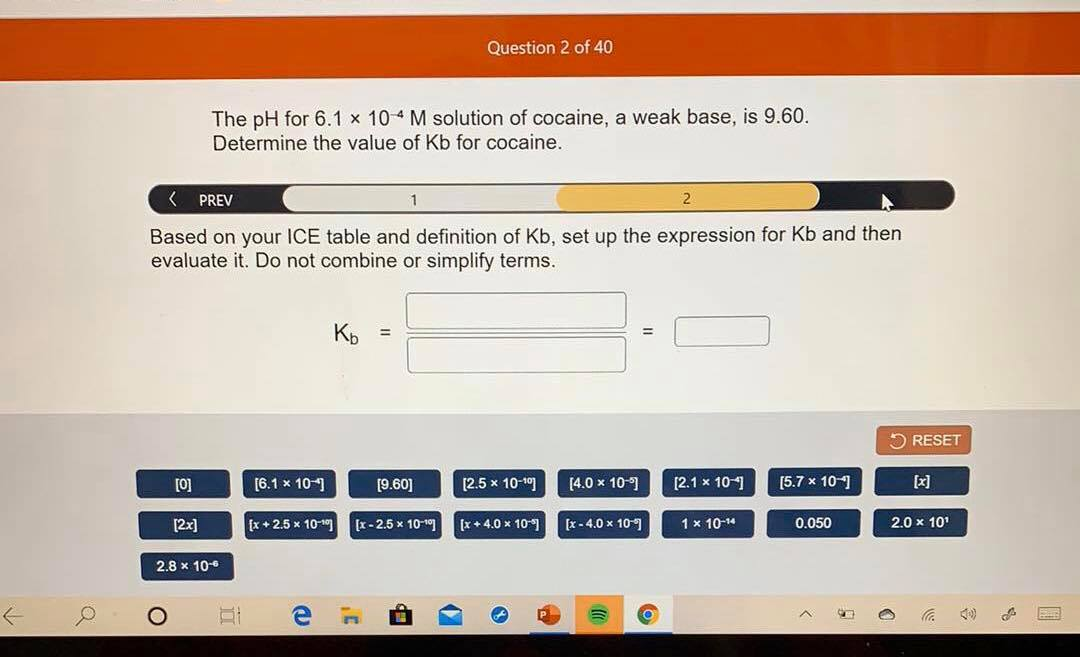 Solved Question 2 of 40 The pH for 6.1 x 10 4 M solution of | Chegg.com