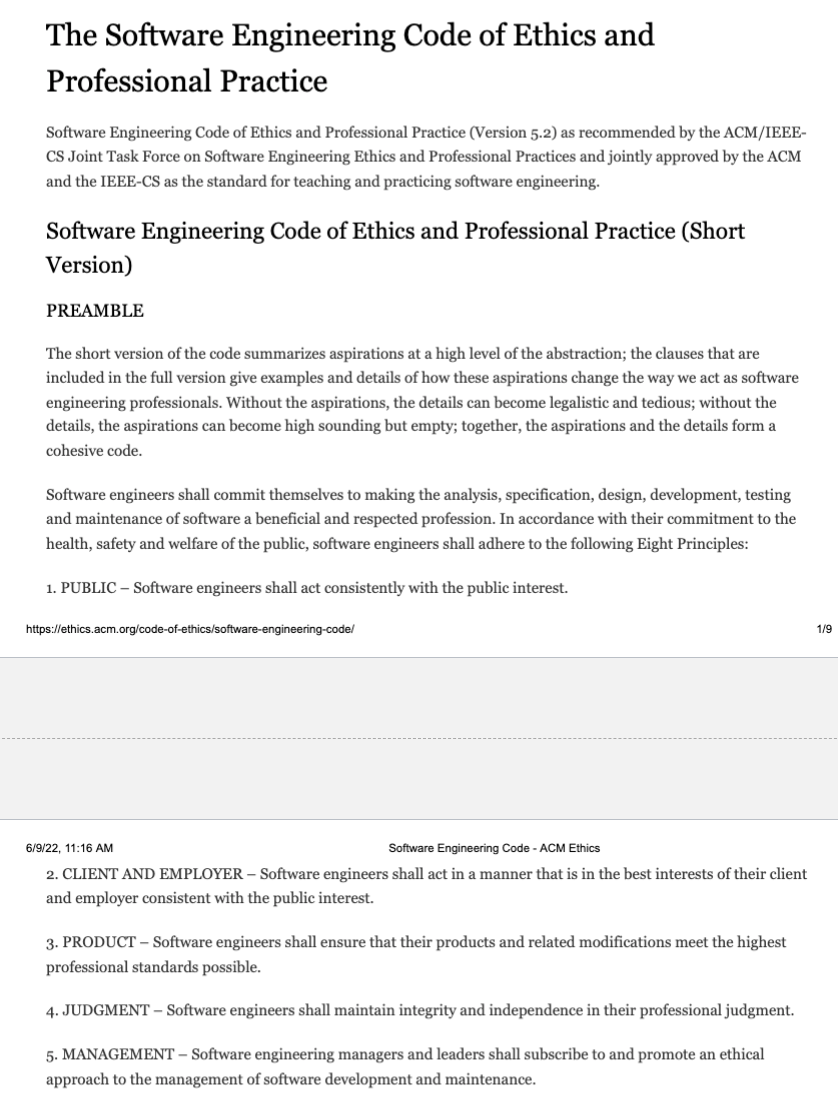 Solved Review the ACM Code of Ethics and Professional | Chegg.com