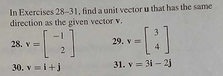 Solved In Exercises 28-31, ﻿find a unit vector u ﻿that has | Chegg.com
