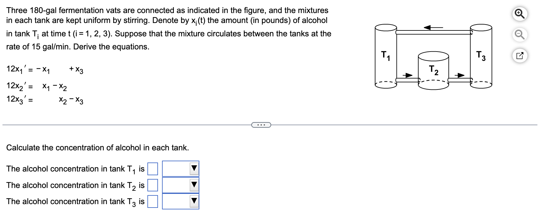 Solved Three 180-gal fermentation vats are connected as | Chegg.com