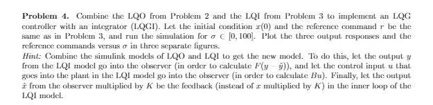 Problem 4. Combine the LQO from Problem 2 and the LQI | Chegg.com