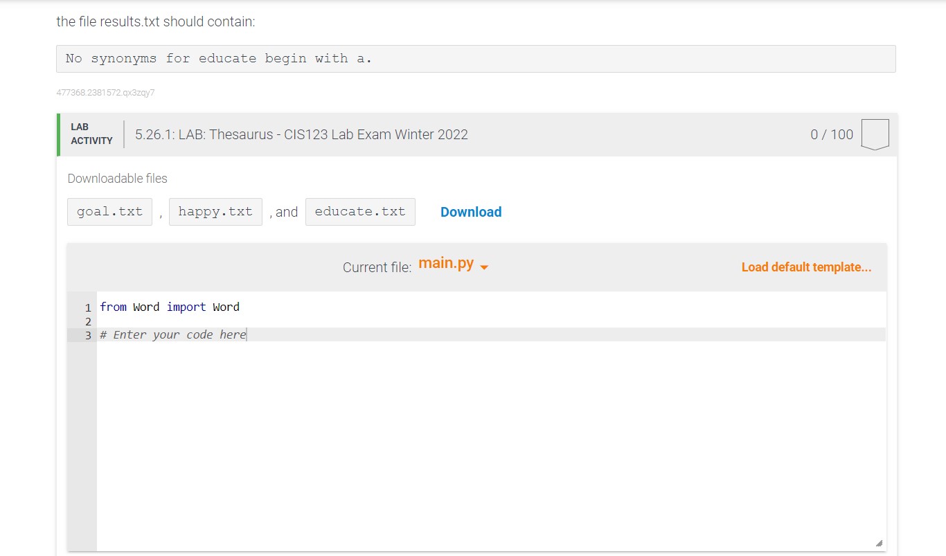 Solved Given a set of text files containing synonyms for | Chegg.com