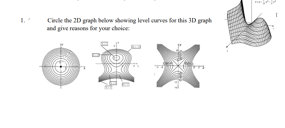 Solved 1.1 Circle the 2D graph below showing level curves | Chegg.com