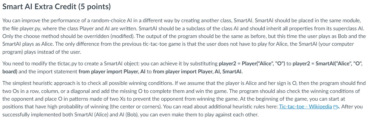 Solved Just need the random, smart ai and minimax parts done | Chegg.com