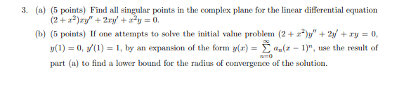 Solved (a) (5 ﻿points) ﻿Find all singular points in ﻿the | Chegg.com