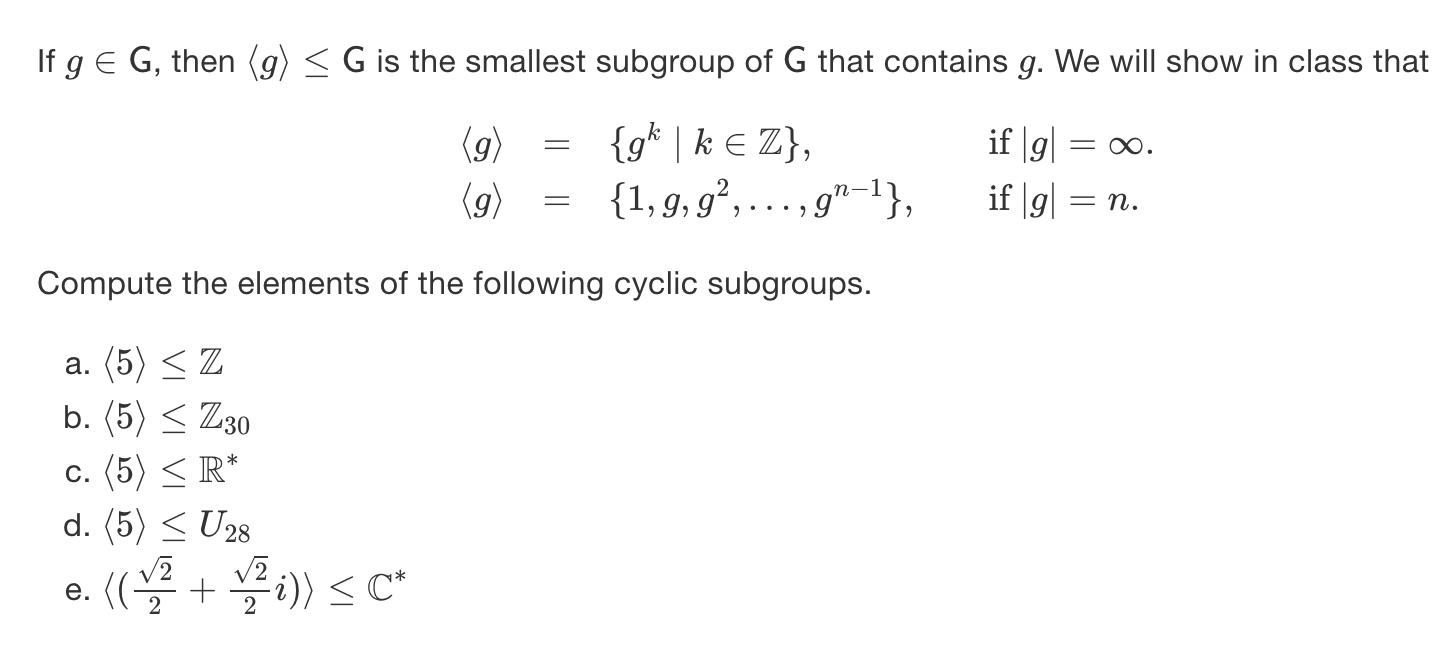 Solved If g E G, then (g)