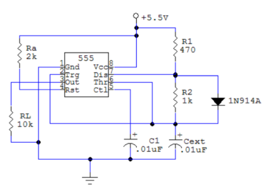 Solved 9 +5.5v R1 Ra 2k 470 555 Gnd Vech Trg DisH Hout Rst | Chegg.com