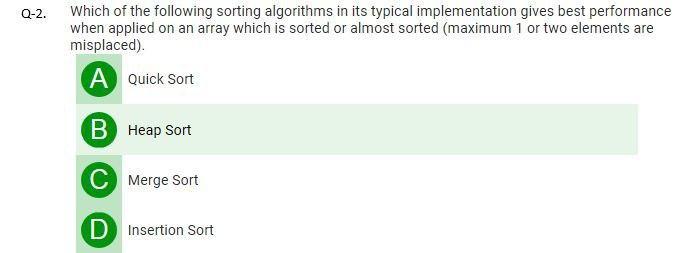 Solved Q-2. Which of the following sorting algorithms in its | Chegg.com