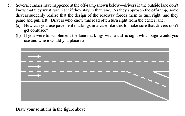 Solved 5. Several crashes have happened at the off-ramp | Chegg.com