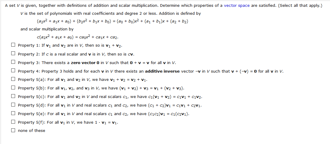 Solved A set V is given, together with definitions of | Chegg.com