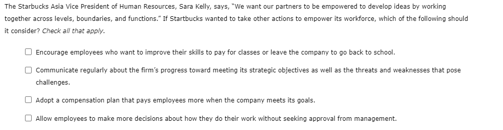 Solved The Starbucks Asia Vice President of Human Resources, | Chegg.com