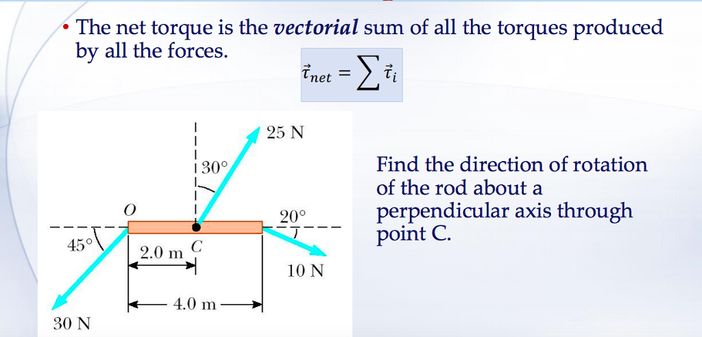 Solved • The net torque is the vectorial sum of all the | Chegg.com