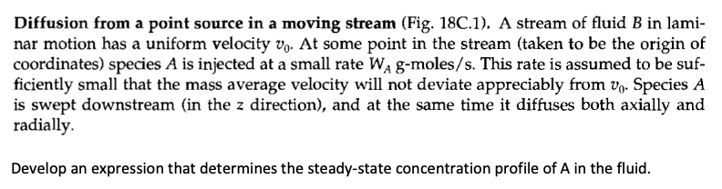Diffusion from a point source in a moving stream | Chegg.com