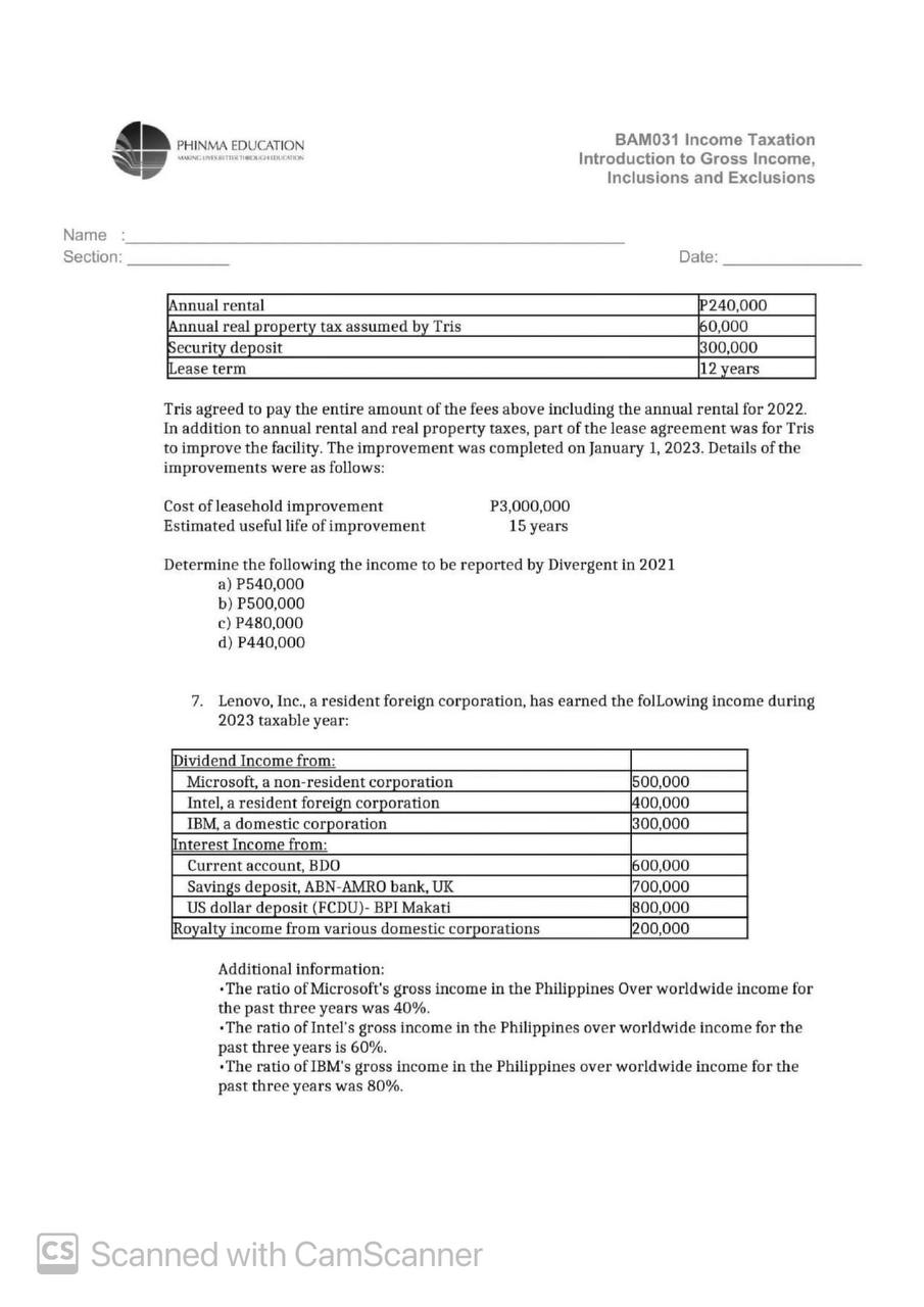Solved Determine the total final taxes on passive income. a) | Chegg.com