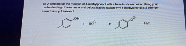 Solved a) A scheme for the reaction of 4-methylphenol with a | Chegg.com