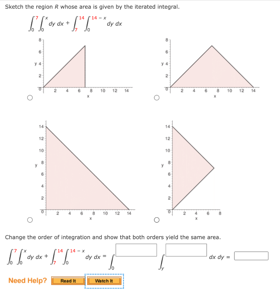 Solved Sketch the region R whose area is given by the | Chegg.com