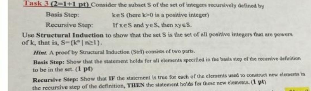 Solved I asK 3(2=1+1pt) Consider the subset S of the set of | Chegg.com