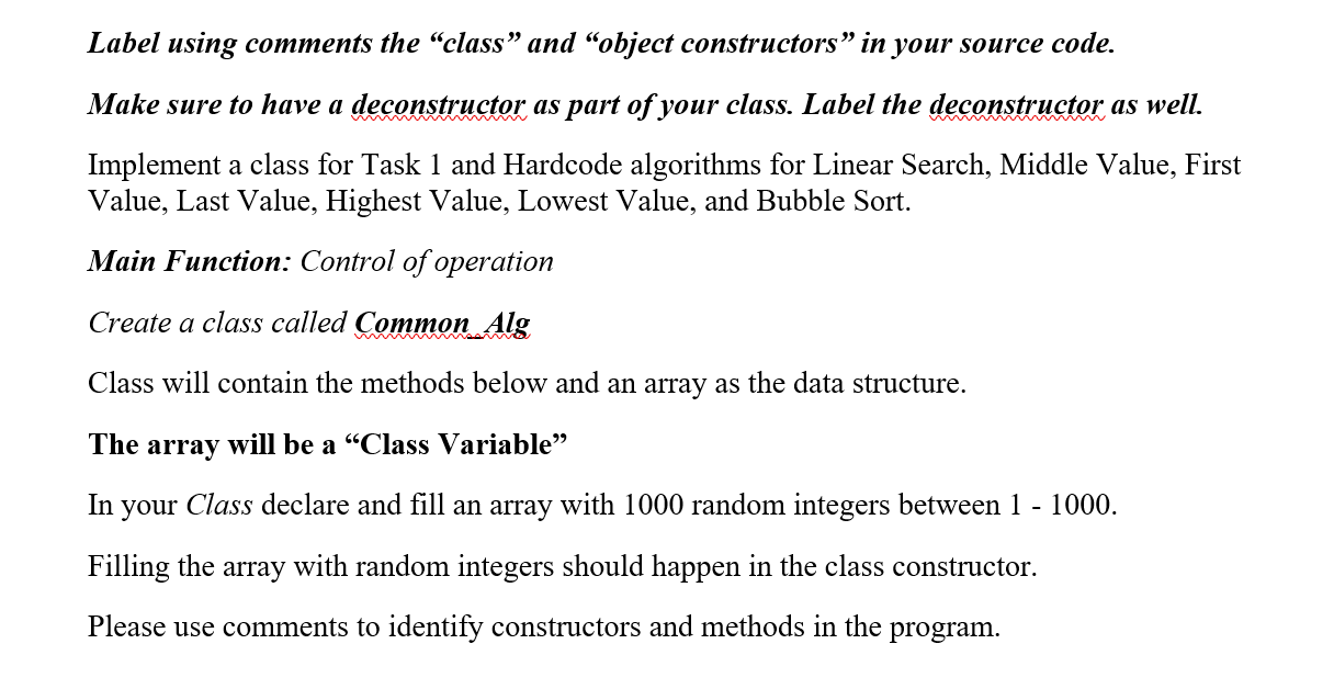 Solved Label using comments the “class” and “object | Chegg.com