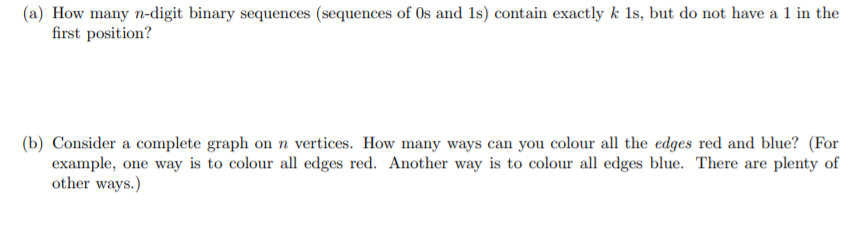 Solved A How Many N Digit Binary Sequences Sequences Of
