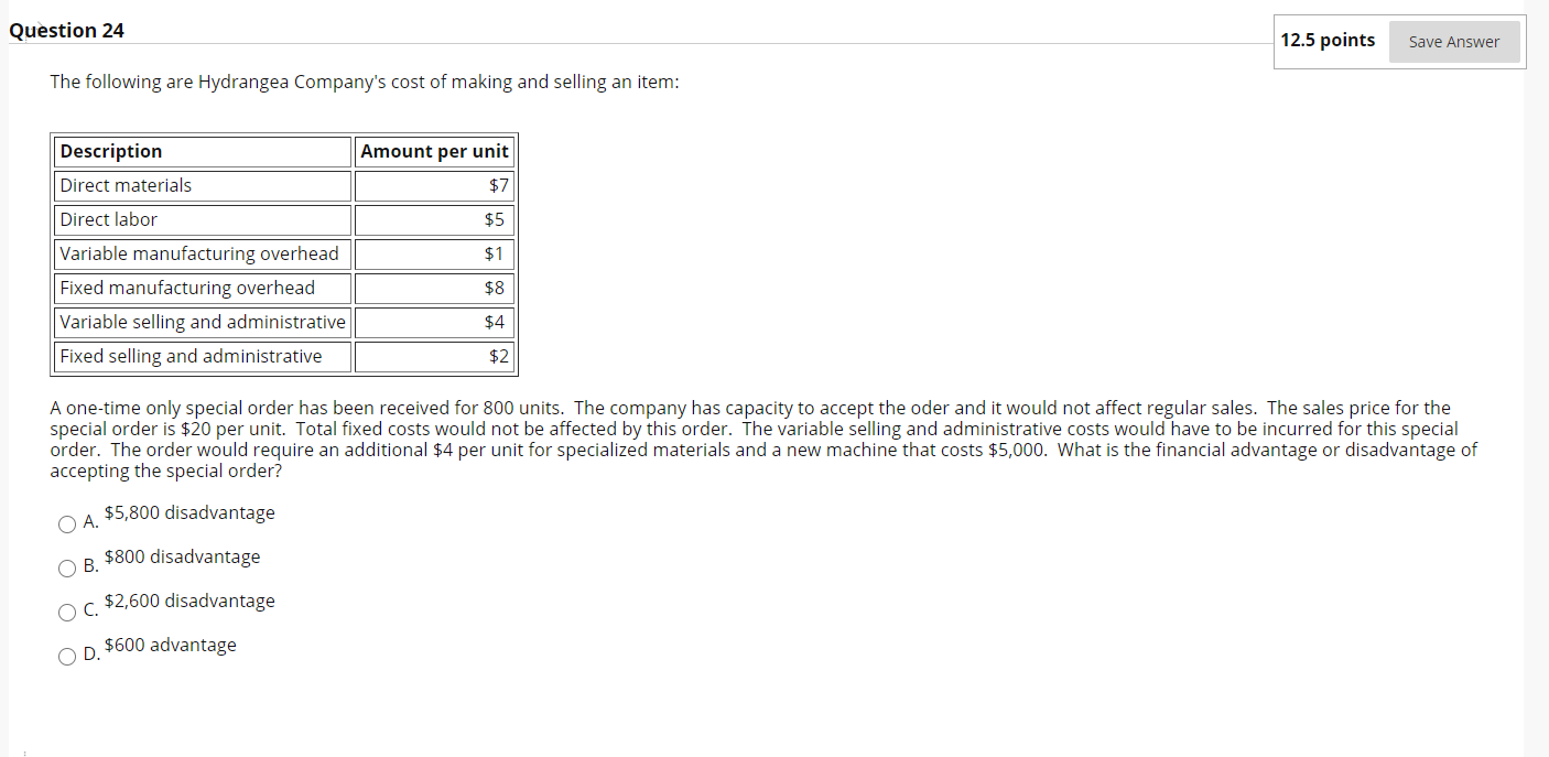 Solved Question 23 12.5 points Save Answer Pool Inc is | Chegg.com